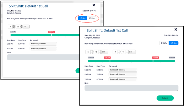 Splitting a Shift on the Schedule – Lightning Bolt