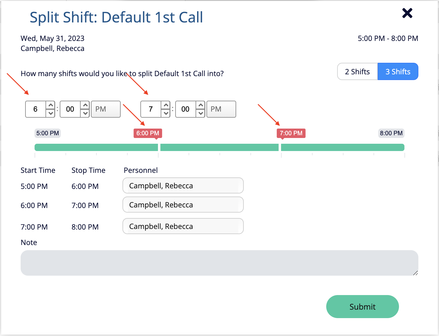 Splitting a Shift on the Schedule – Lightning Bolt